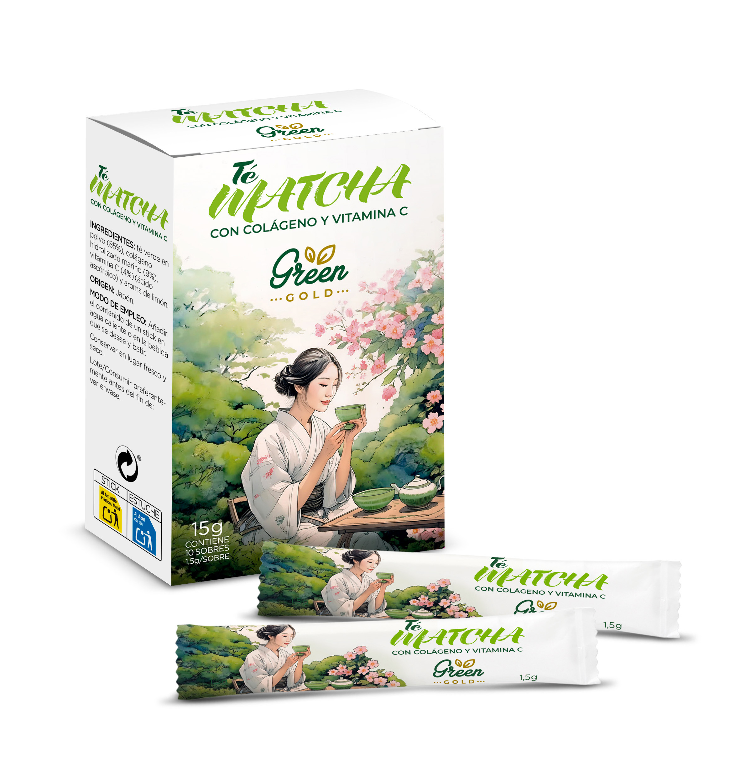 Matcha con colágeno y vitamina C, estuche 10 stick - Venta de Té e ...